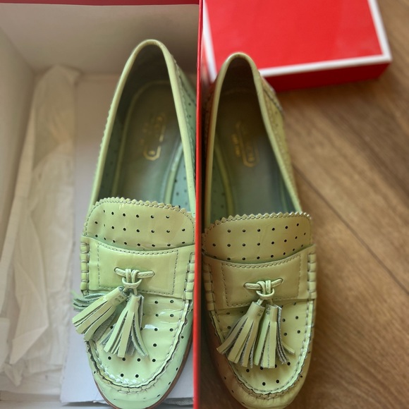 Coach | Shoes | Vintage Coach Leather Haydee Perf Patent Loafers Size ...